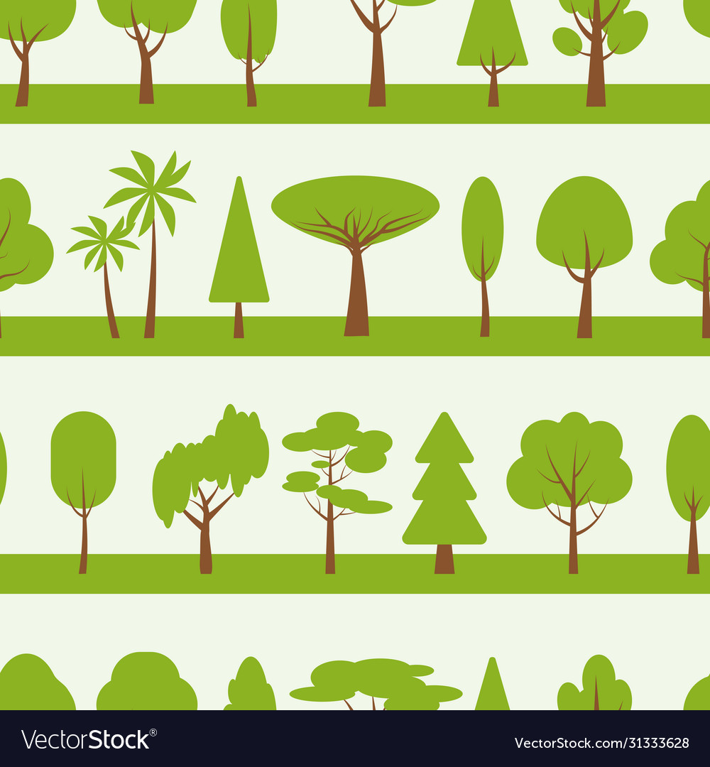 Green tree forest line seamless pattern Royalty Free Vector