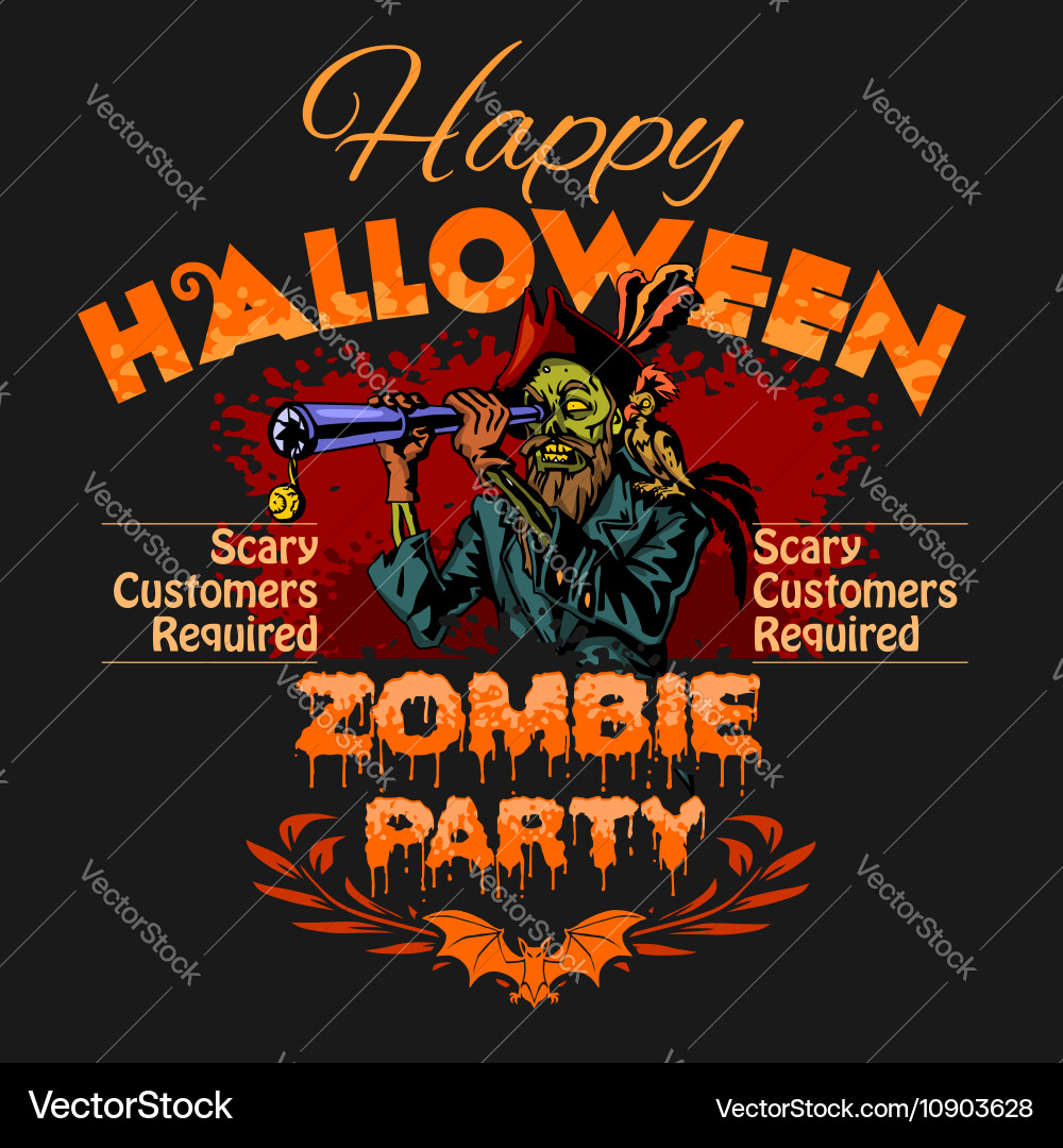 Halloween party design template with zombie Vector Image