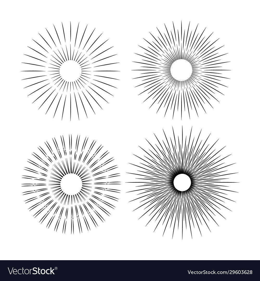 Hand drawn set rays exploding eps 10 Royalty Free Vector