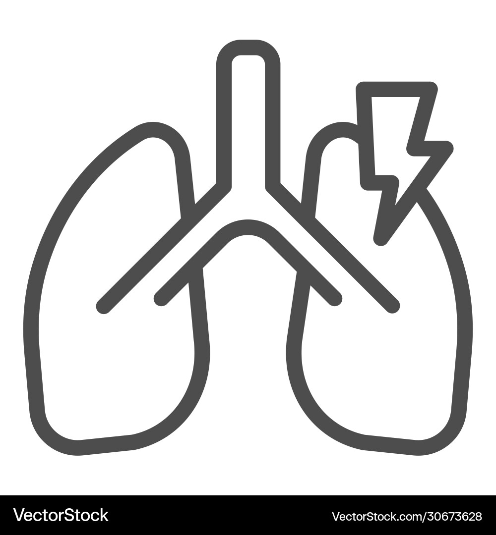 Lungs inflammation line icon coronavirus threat Vector Image
