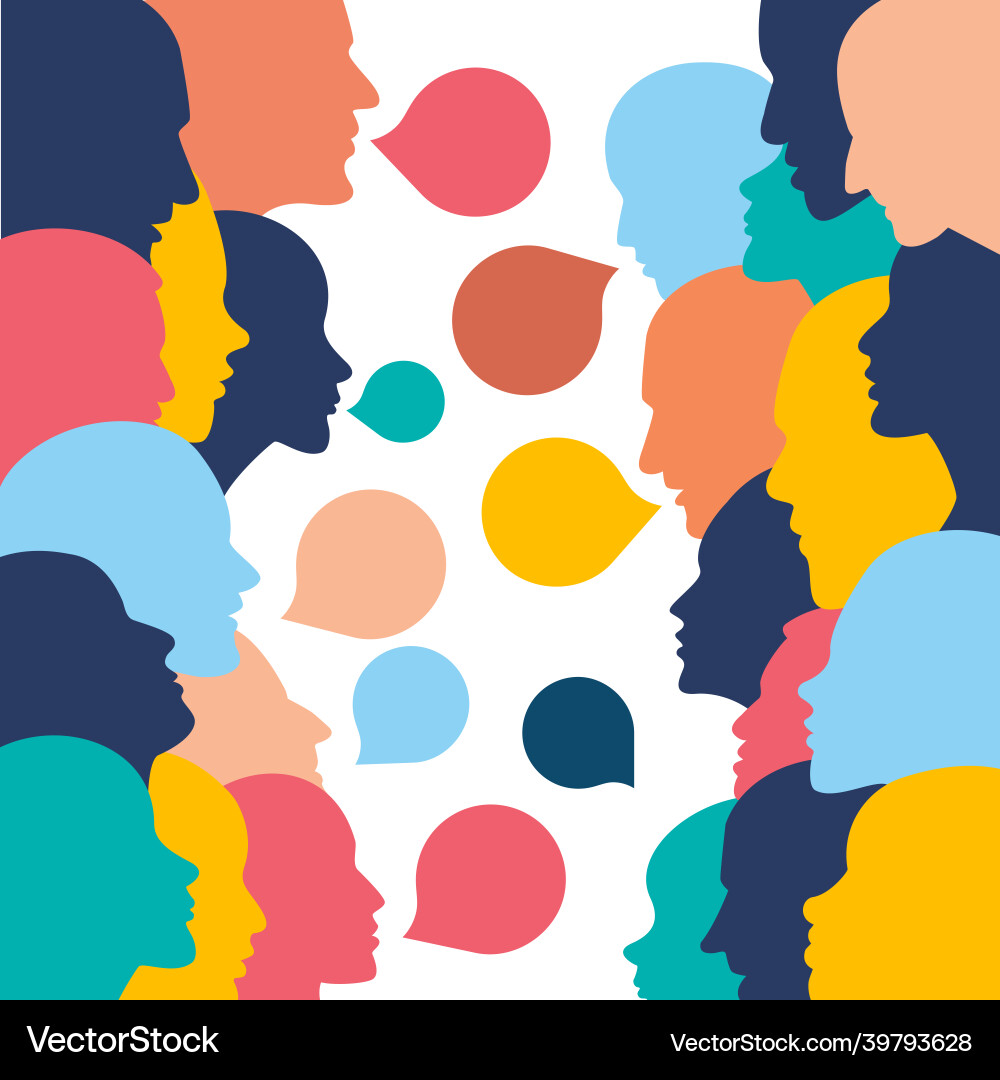 People profile heads in dialogue background Vector Image