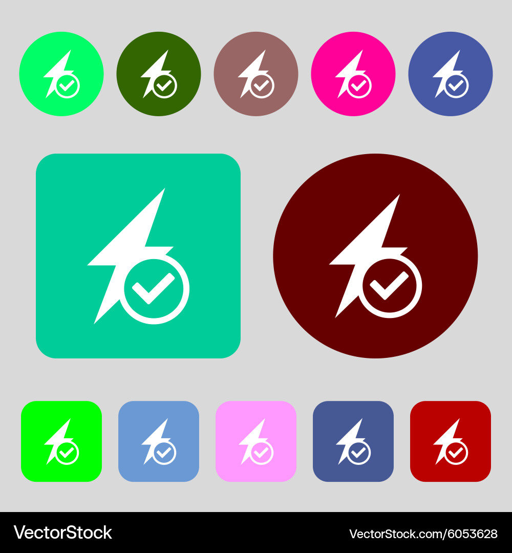Photo flash icon sign 12 colored buttons flat Vector Image