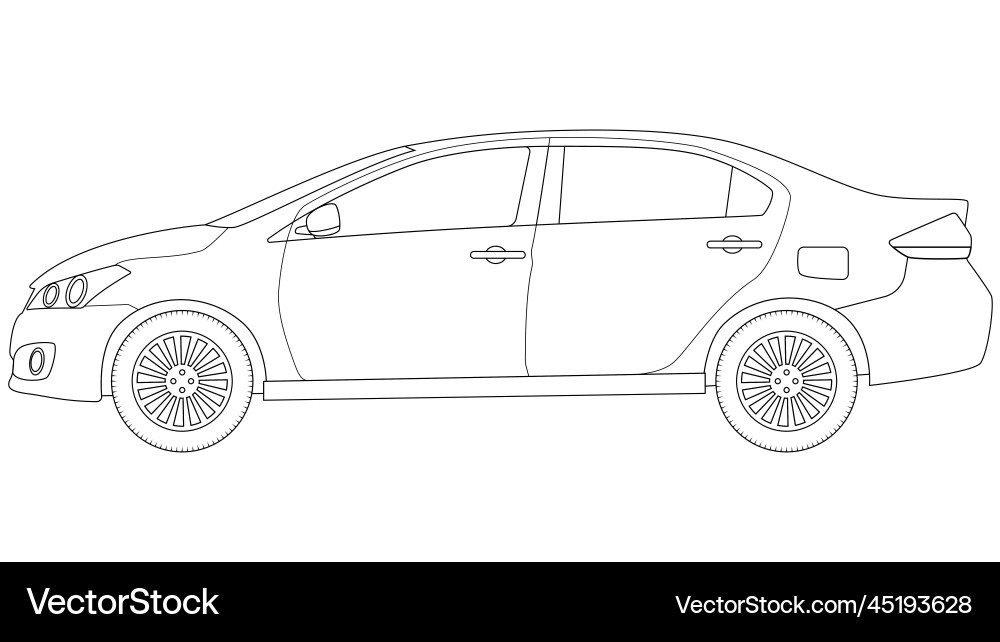 Premium sedan outline on white background Vector Image