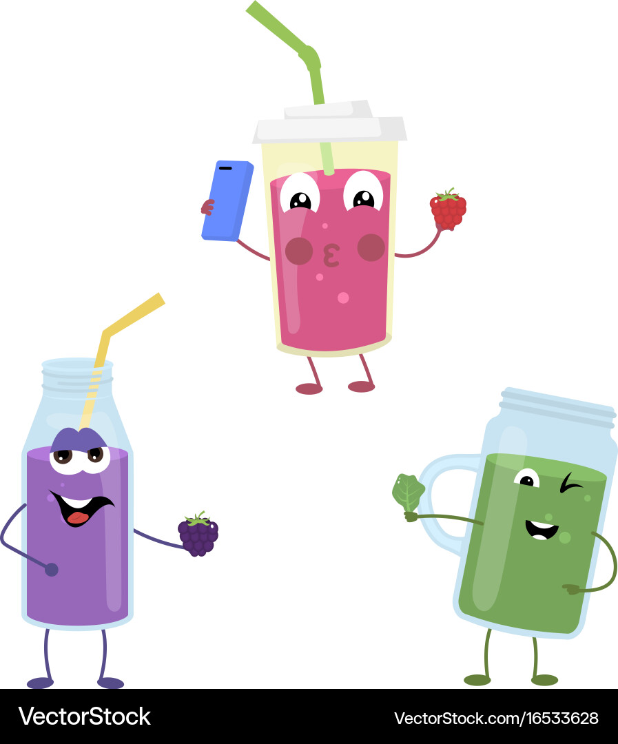 Set of funny characters from smoothies Royalty Free Vector