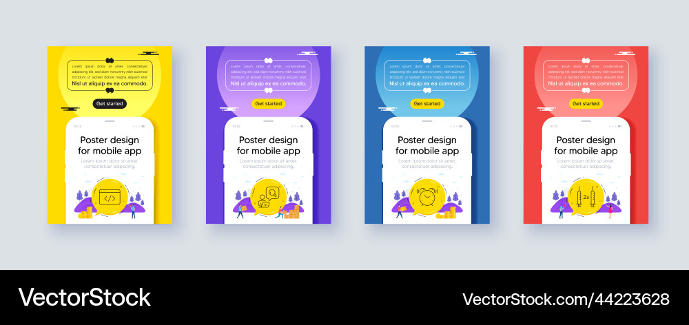Simple set of alarm clock seo script and inspect Vector Image
