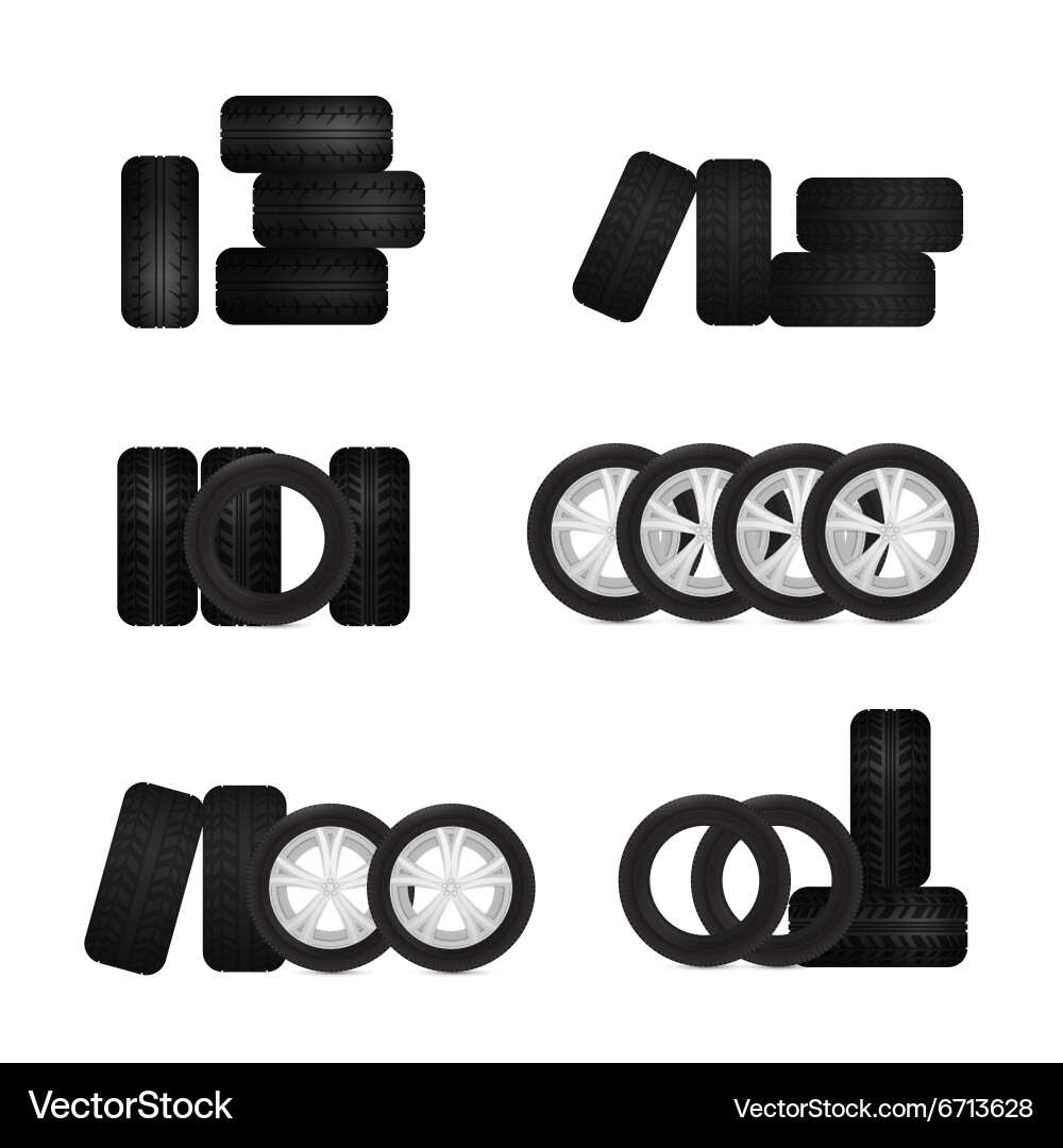 Tires collection Royalty Free Vector Image - VectorStock