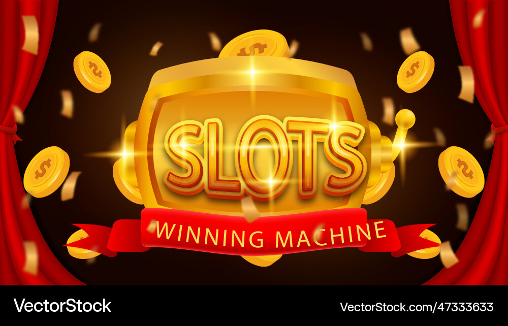 Background jackpot with 3d slot machine and coin Vector Image