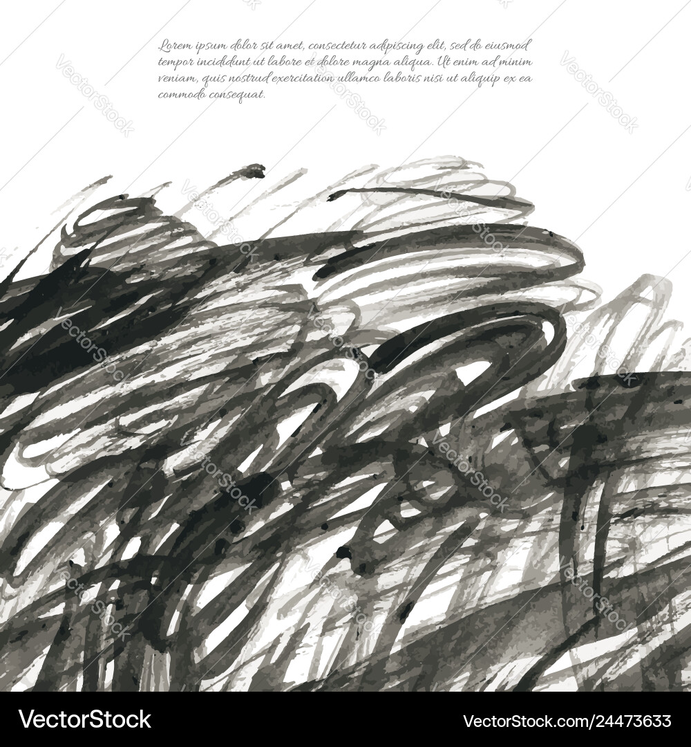 Dark gray ink watercolor doodles Royalty Free Vector Image