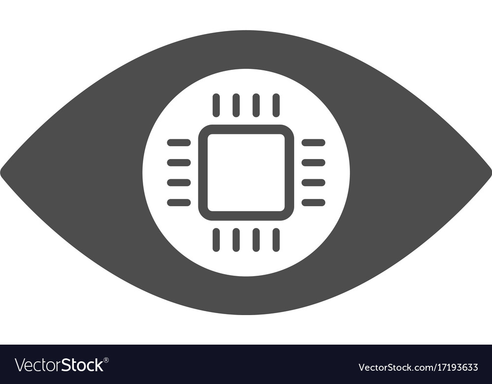 Eye lens processor flat icon Royalty Free Vector Image