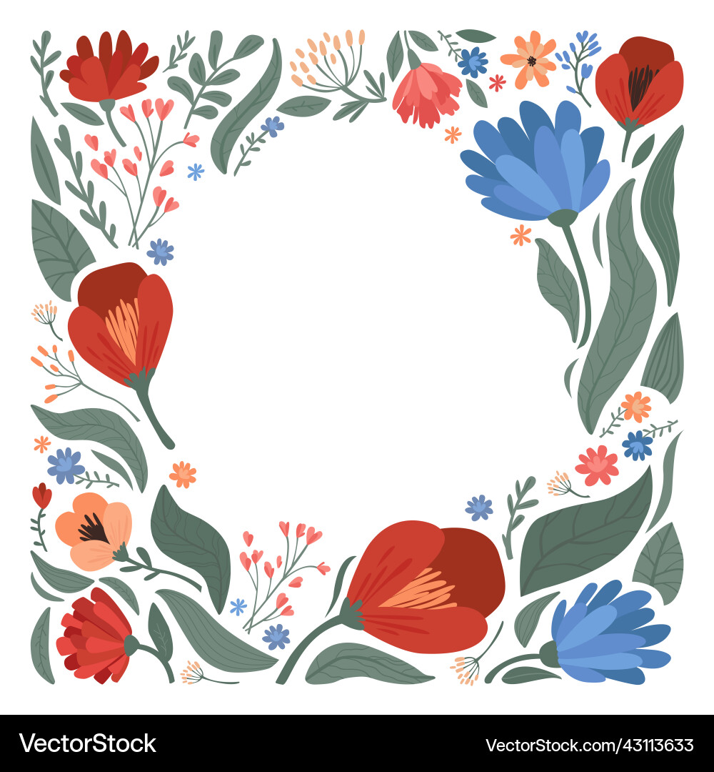 Frame from flowers and leaves modern Royalty Free Vector