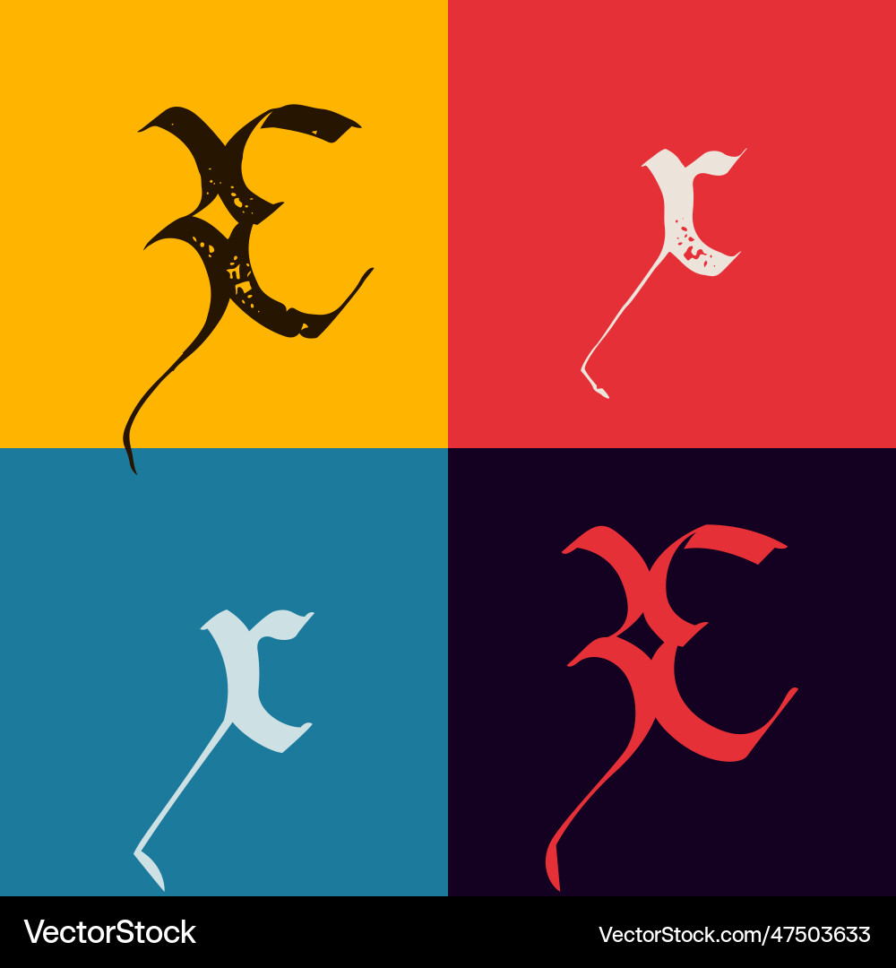 Gothic style letter x logo calligraphy uppercase Vector Image