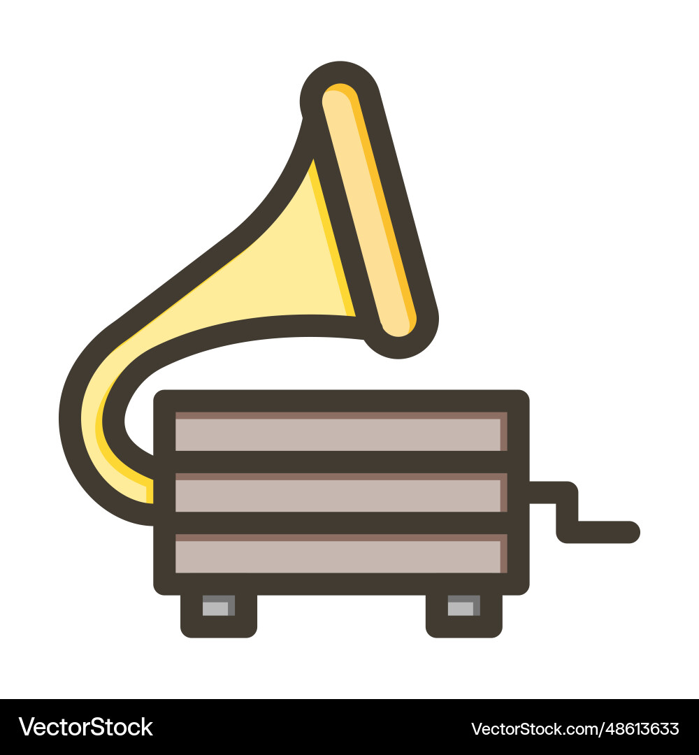 Gramophone thick line filled colors for personal Vector Image