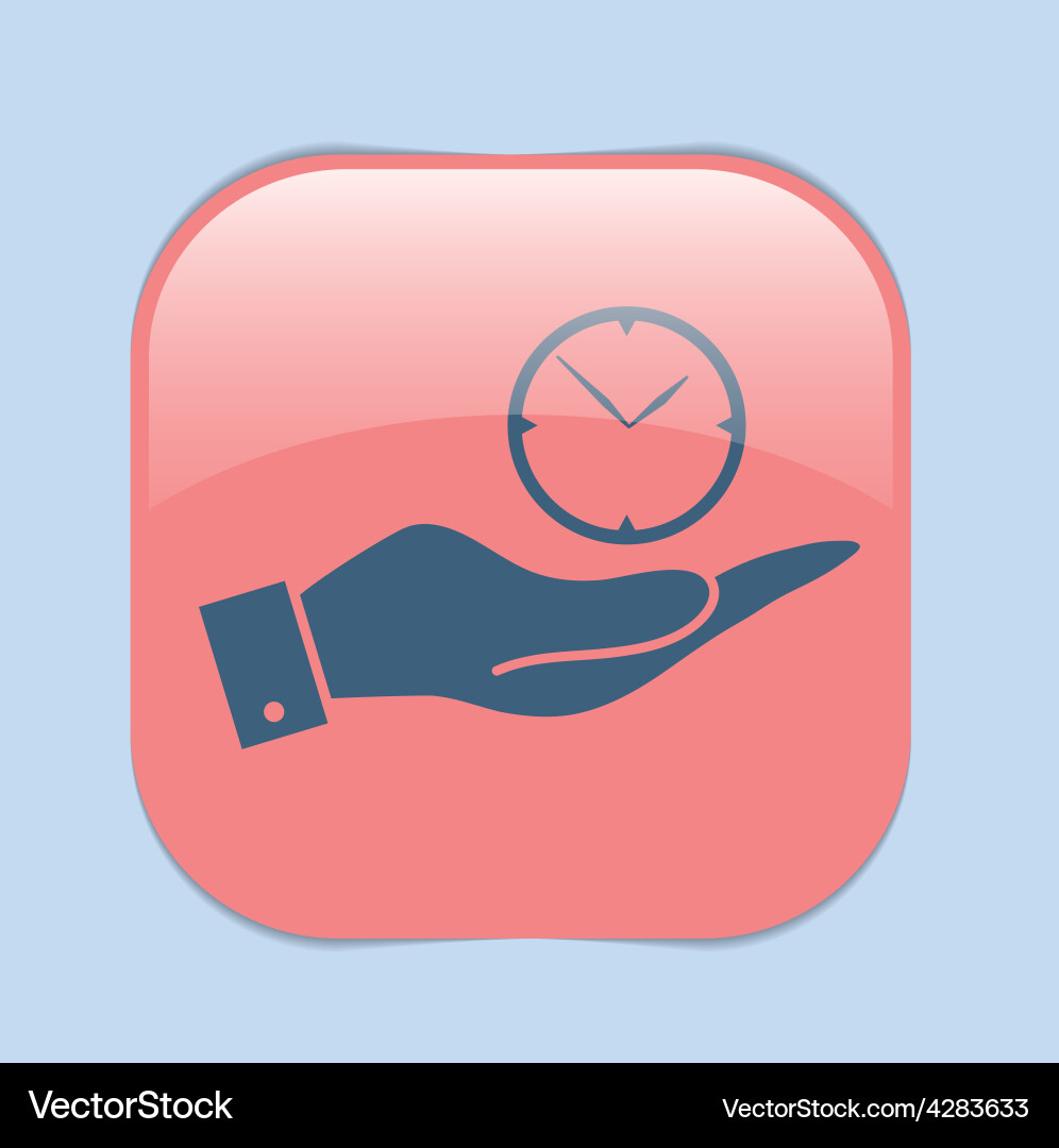Hand holding a clock icon watch symbol time Vector Image