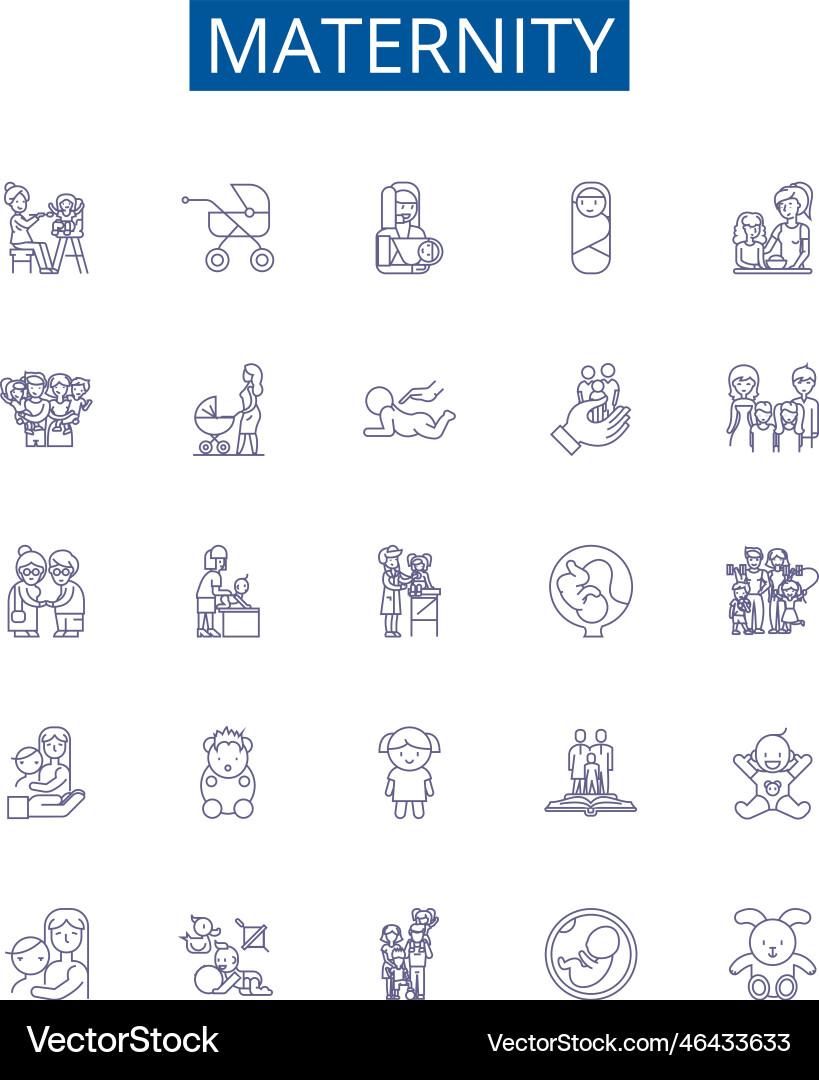 Maternity line icons signs set design collection Vector Image