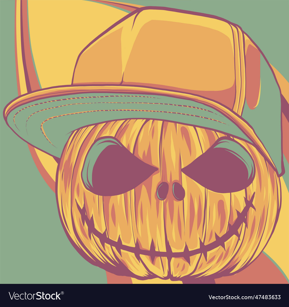 Pumpkin on colored background the happy halloween Vector Image