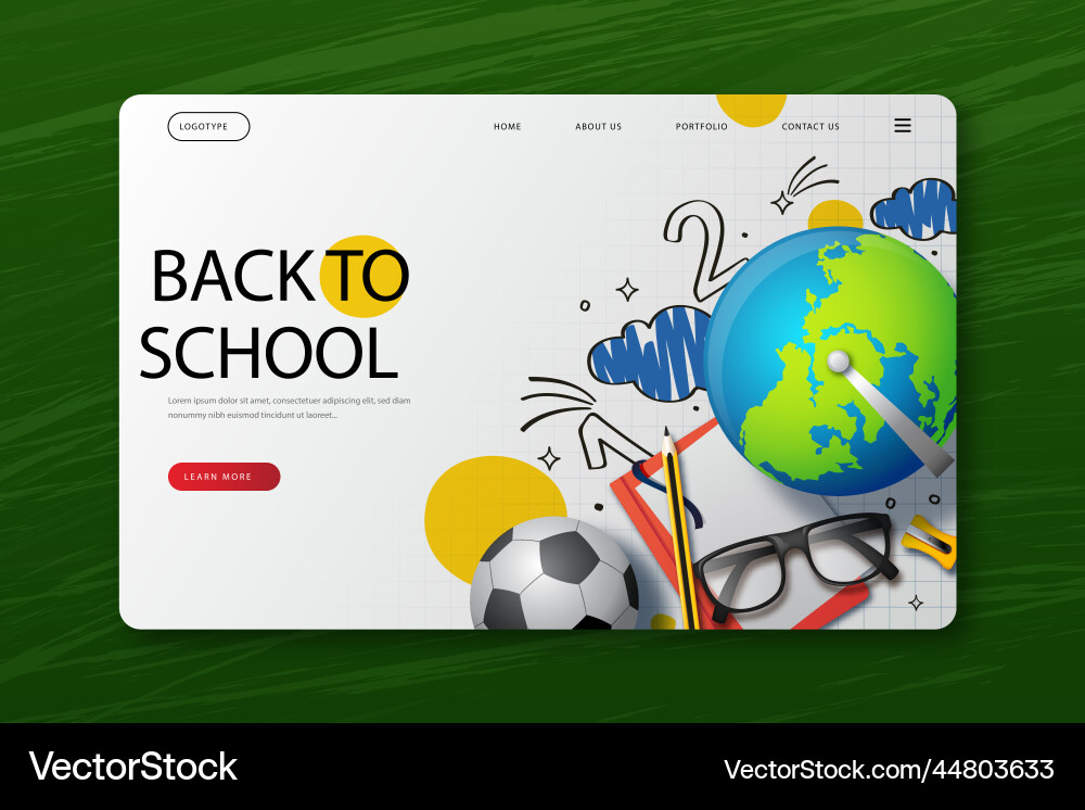 Realistic back school design landing page template