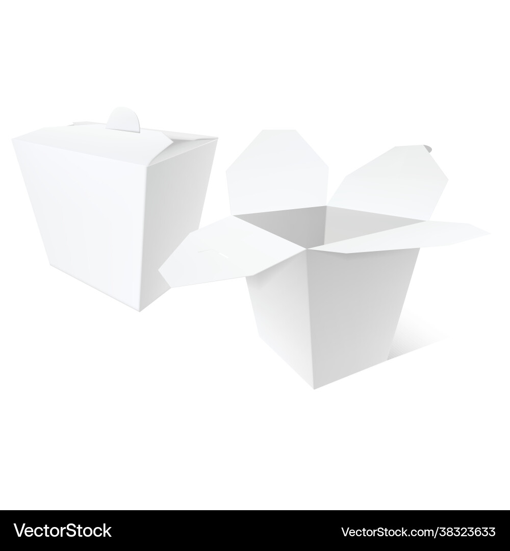 Realistic detailed 3d white wok box set Royalty Free Vector