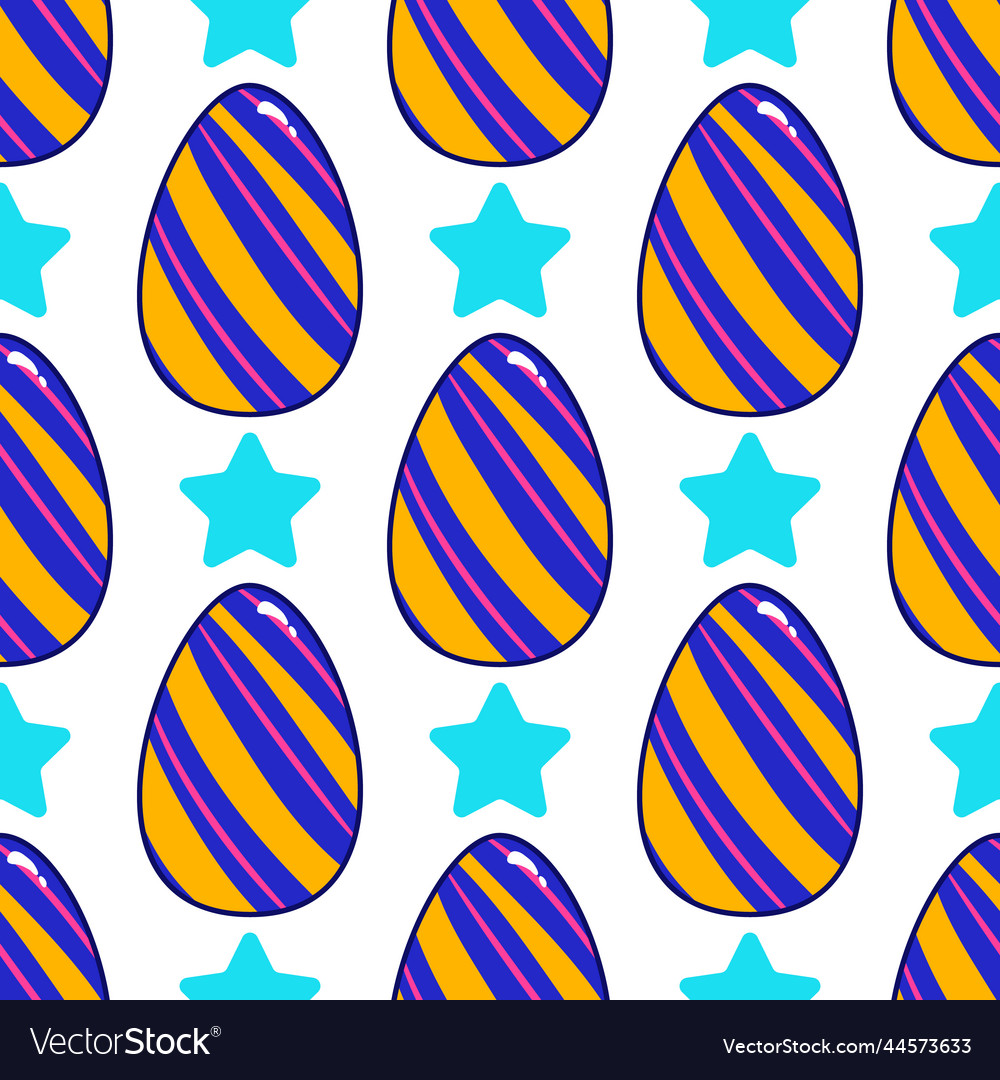 Seamless pattern with cartoon easter eggs Vector Image