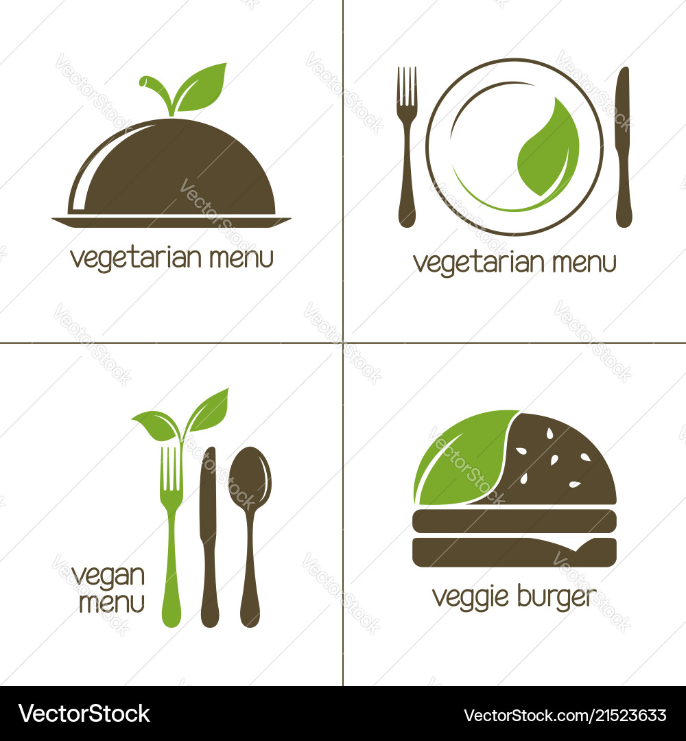 Vegetarian food icons Royalty Free Vector Image