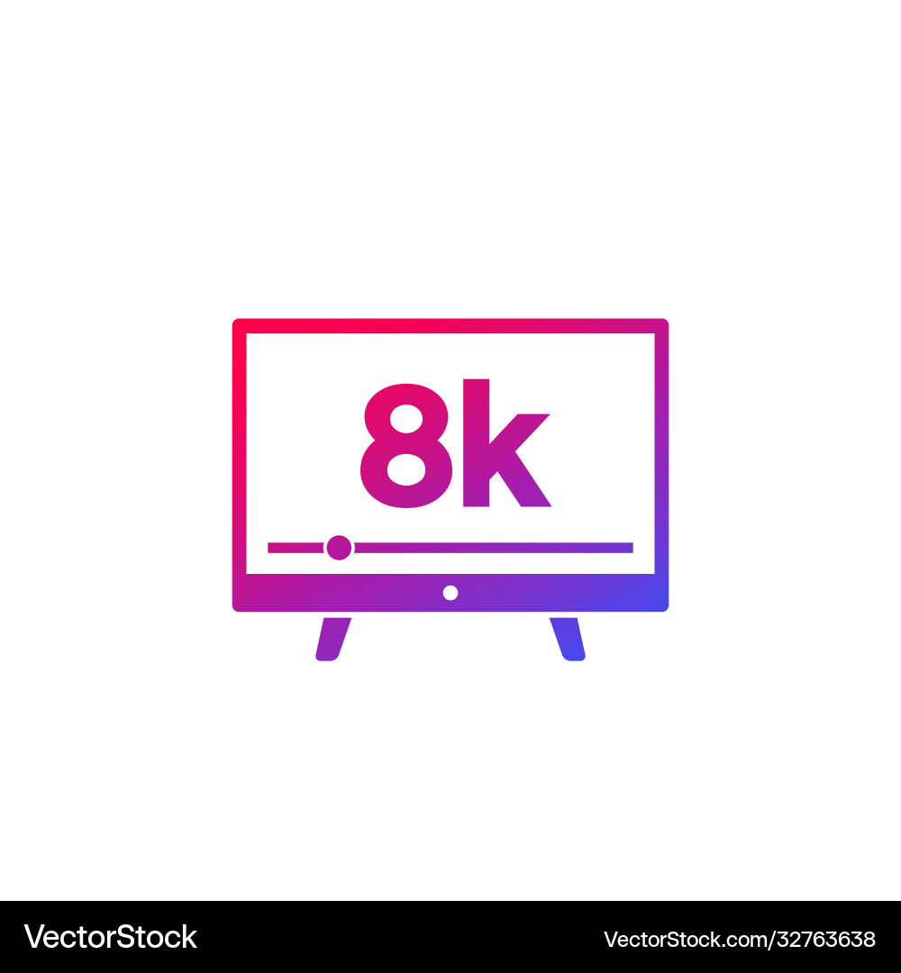8k tv video streaming service icon Royalty Free Vector Image