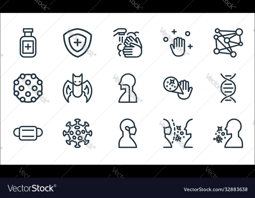 Coronavirus line icons linear set quality line Vector Image
