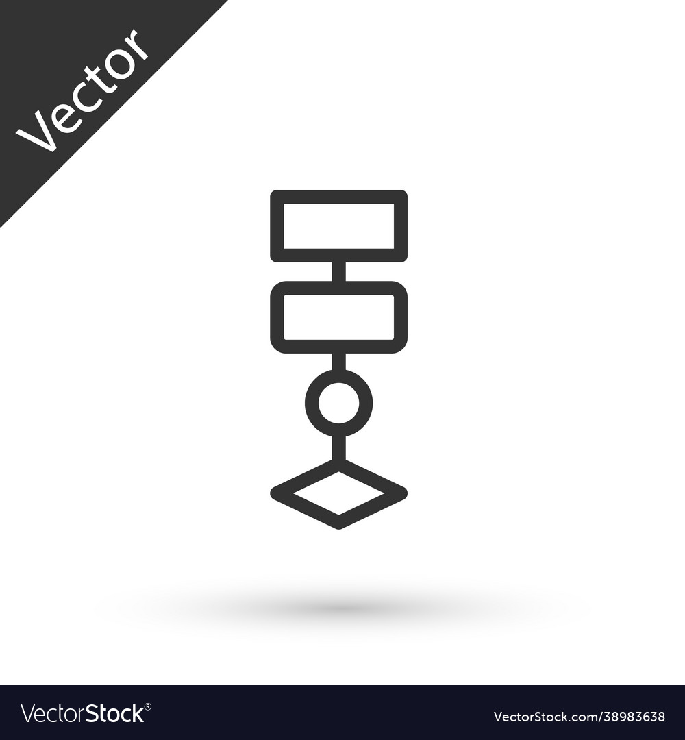 Grey line algorithm icon isolated on white Vector Image