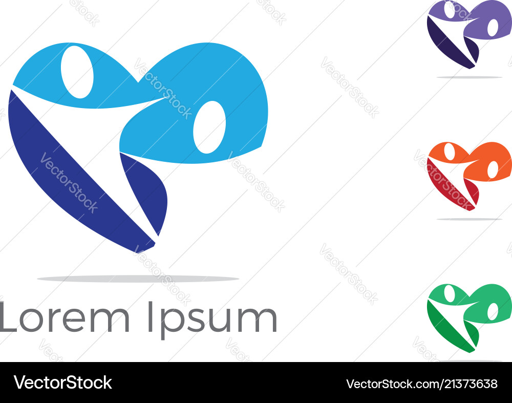 Happy kid in heart icon help poor logo Royalty Free Vector