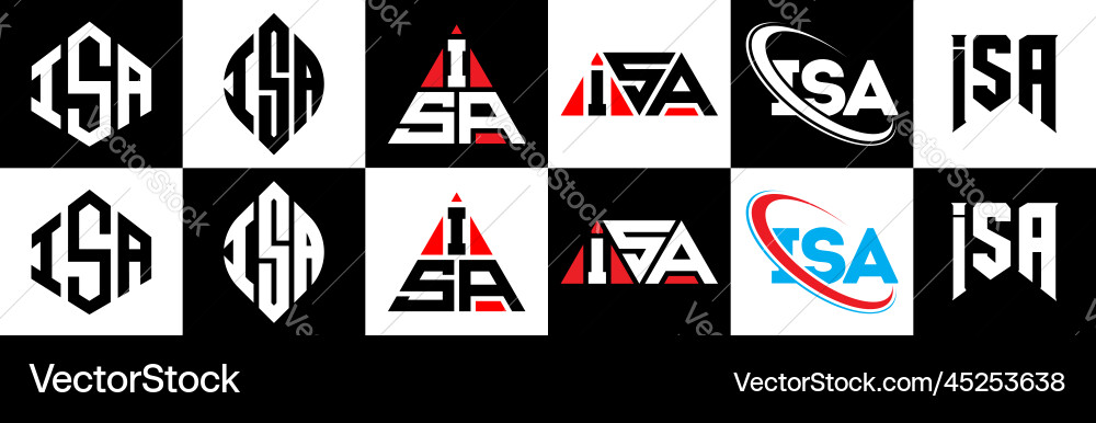 Isa letter logo design in six style polygon Vector Image