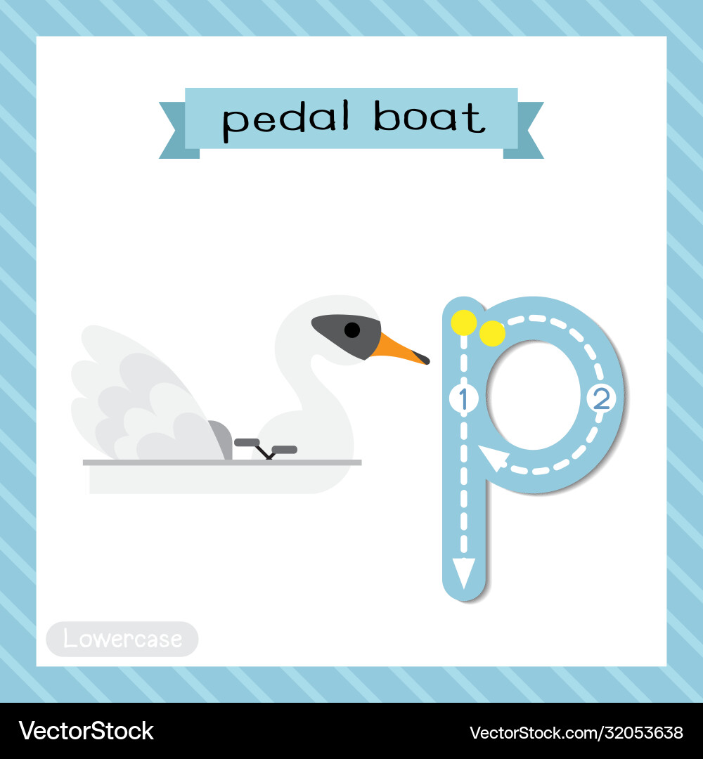 Letter p lowercase tracing pedal boat Royalty Free Vector