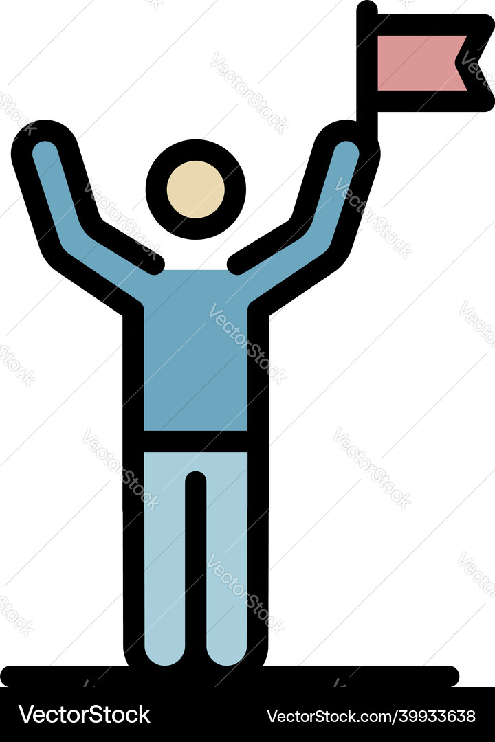 Man winner icon color outline Royalty Free Vector Image