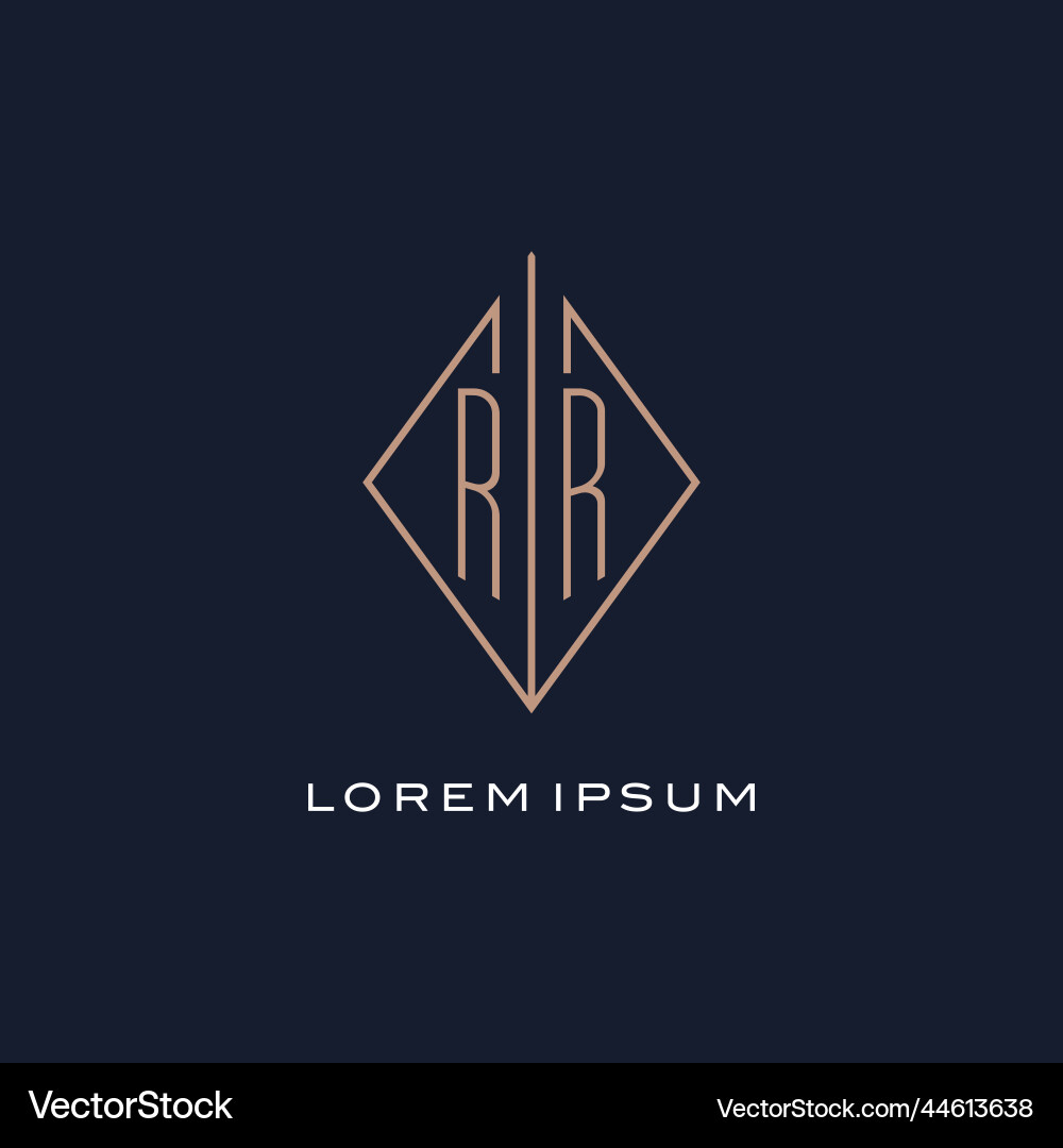 Monogram rr logo with diamond rhombus style Vector Image