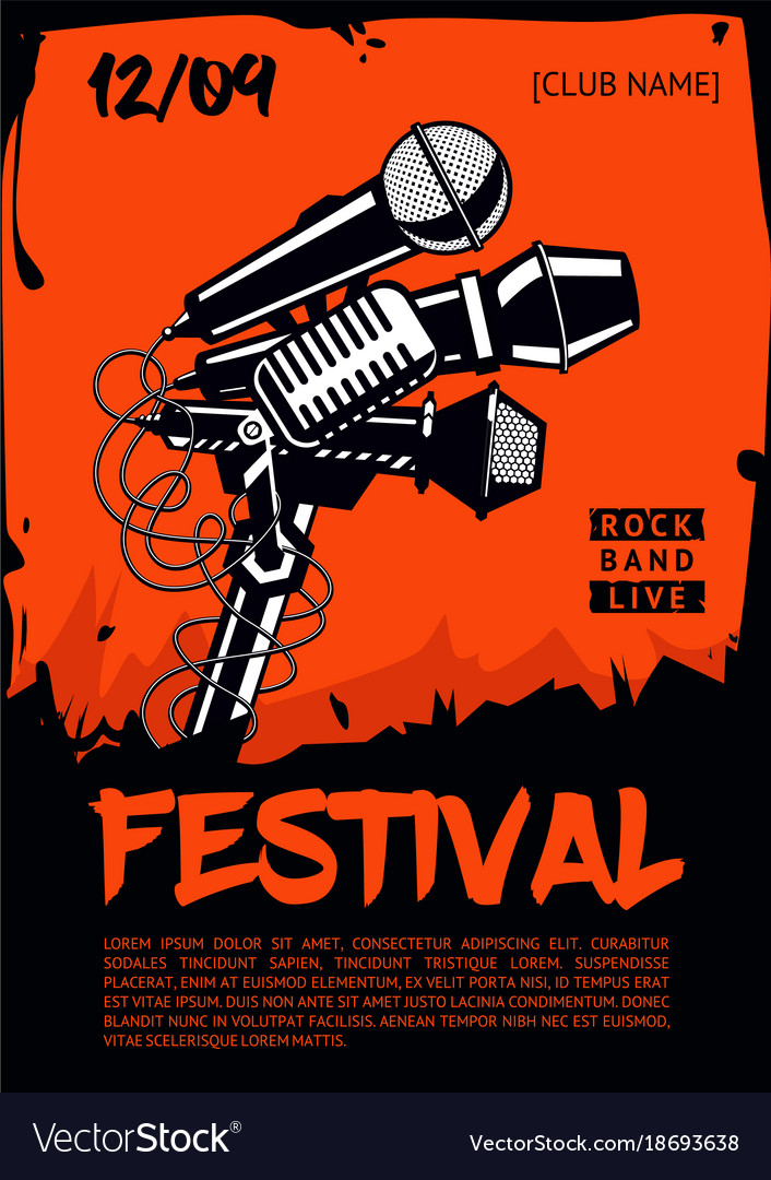 Music Festival Poster Template Rock Party Vector Image