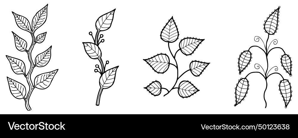 Outline drawing of different abstract twigs Vector Image