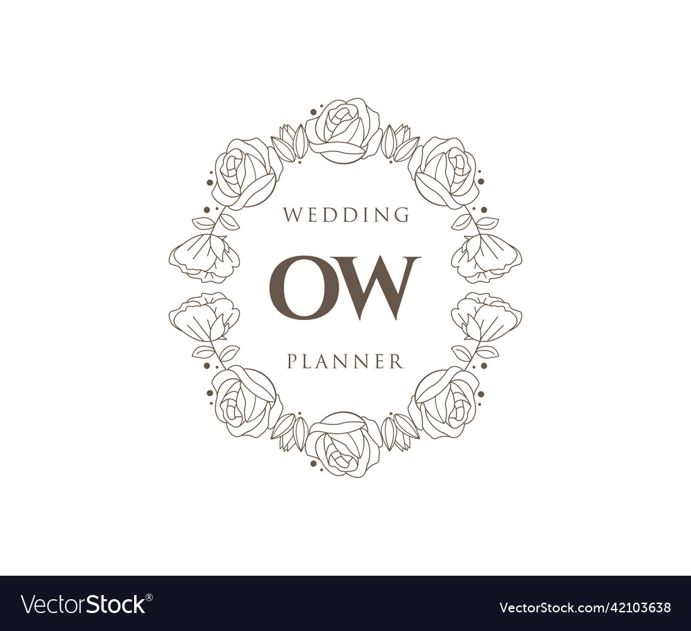 Ow initials letter wedding monogram logos Vector Image