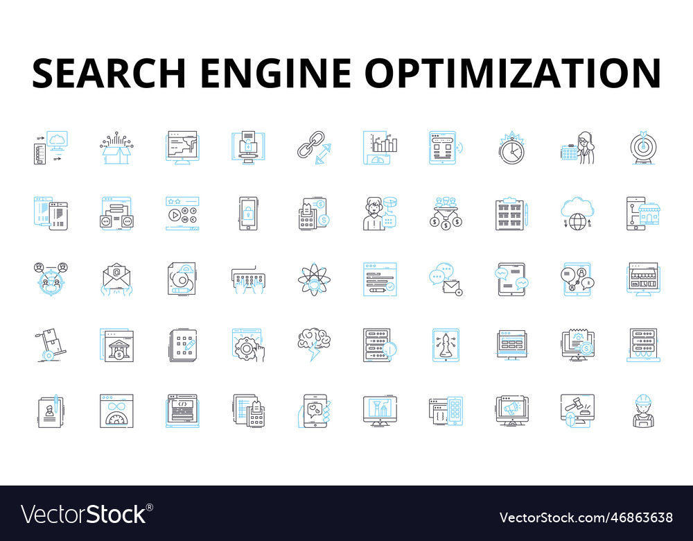 Search engine optimization linear icons set Vector Image