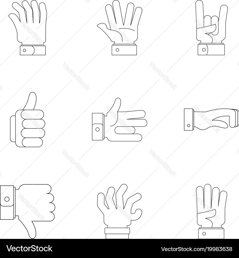 Sign board icons set outline style Royalty Free Vector Image