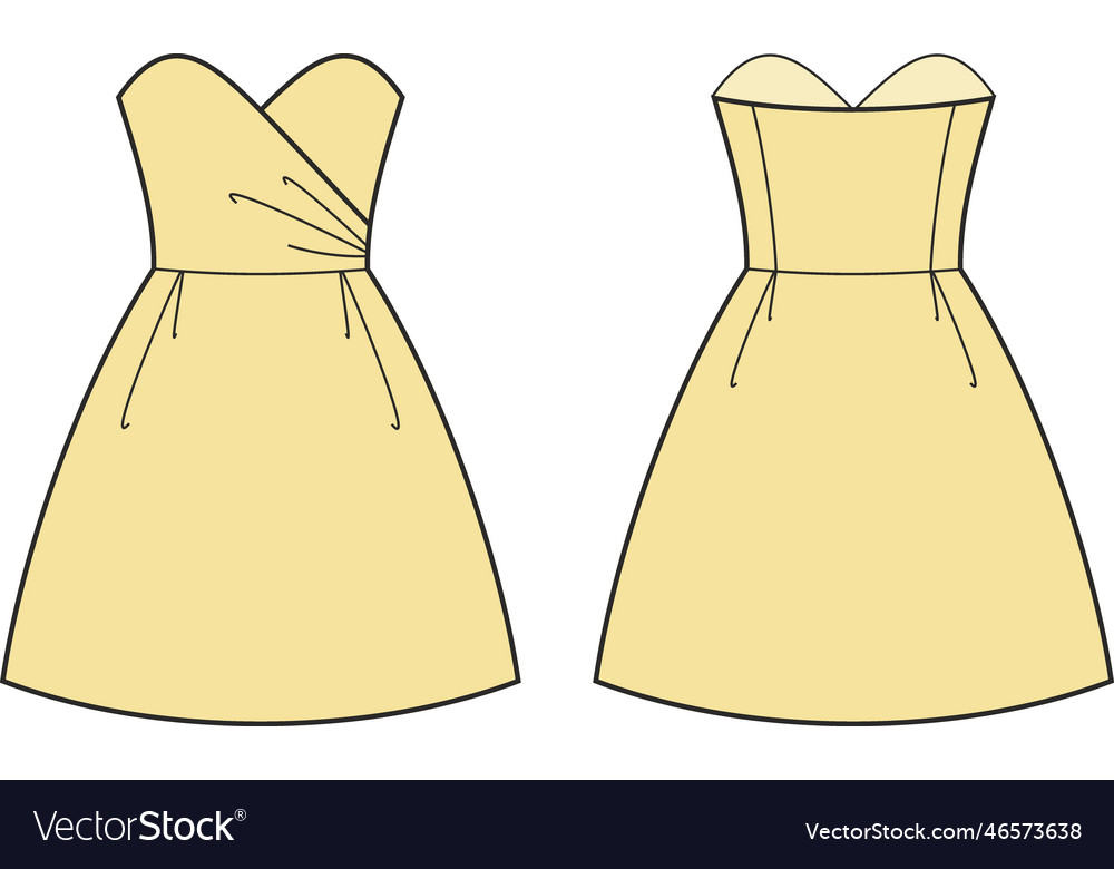 Womans flared dress front and back Royalty Free Vector Image Womans flared dress front and back Royalty Free Vector Image