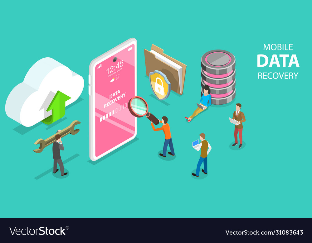 3d isometric flat concept mobile data Royalty Free Vector
