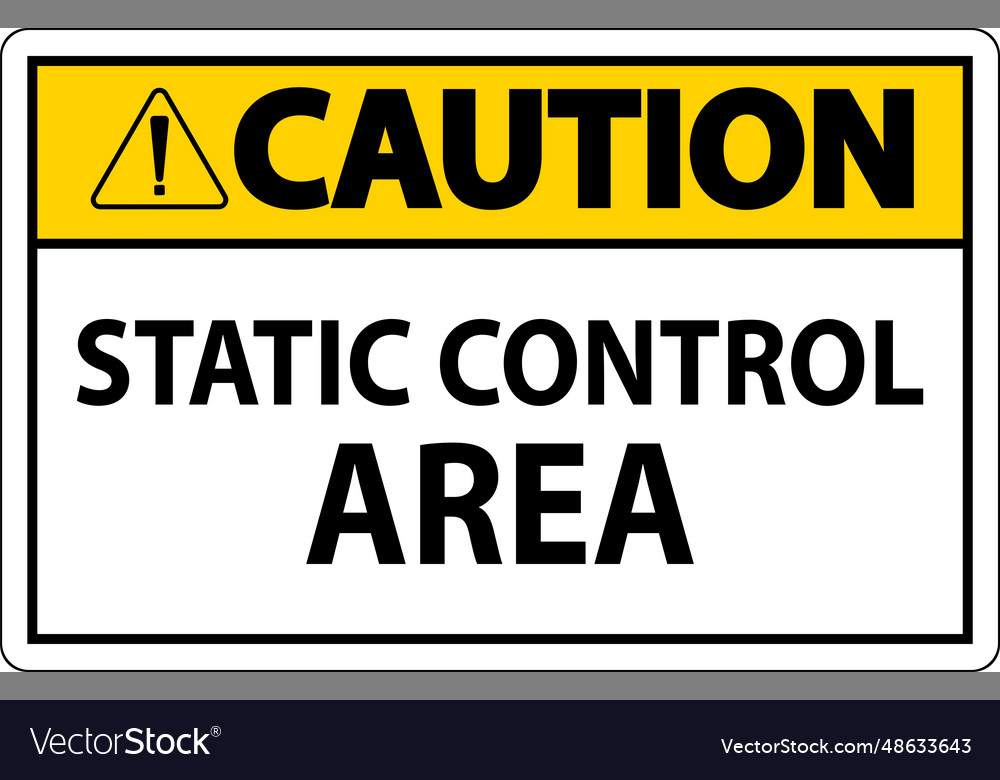 Caution sign static control area Royalty Free Vector Image
