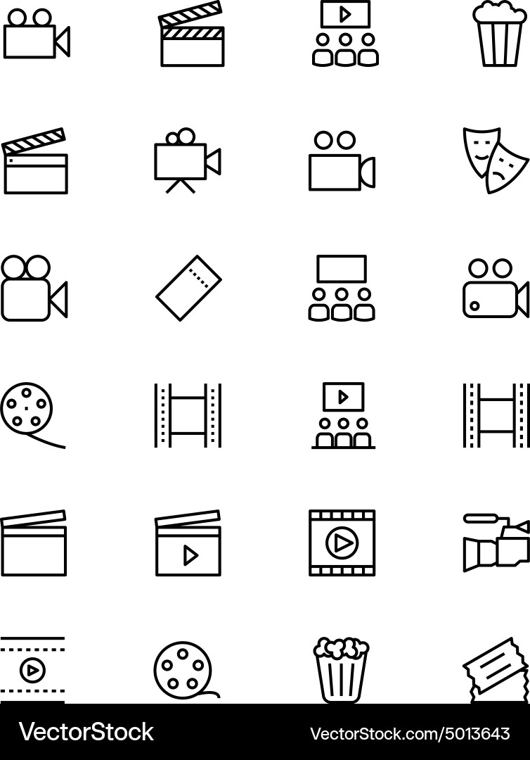 Cinema line icons 1 Royalty Free Vector Image - VectorStock