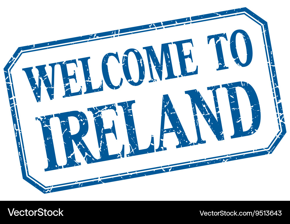 Ireland - welcome blue vintage isolated label Vector Image
