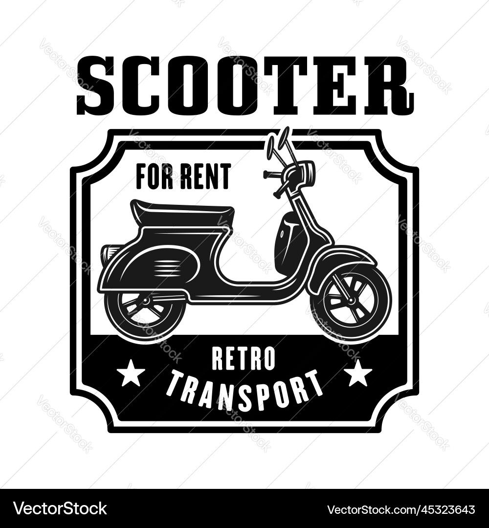 Scooter for rent emblem logo badge Royalty Free Vector Image