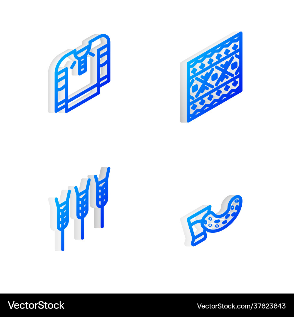 Set isometric line ukrainian ethnic pattern Vector Image
