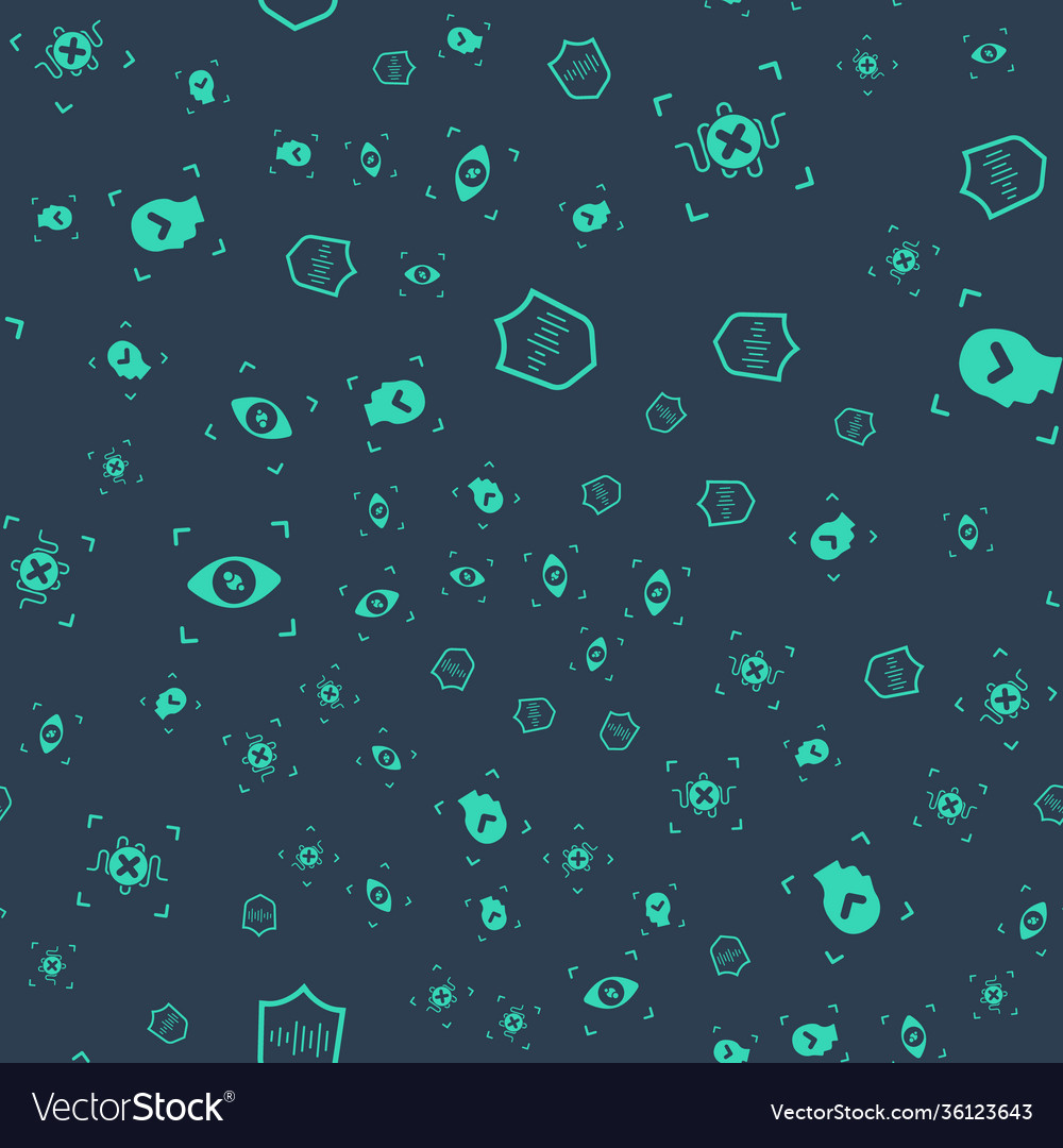 Set Shield Voice Recognition Rejection Eye Scan Vector Image