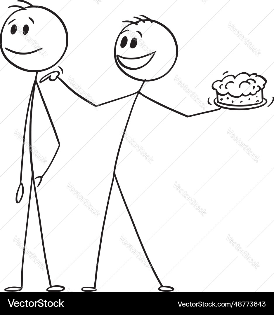 Smiling person ready to throw cake on face Vector Image