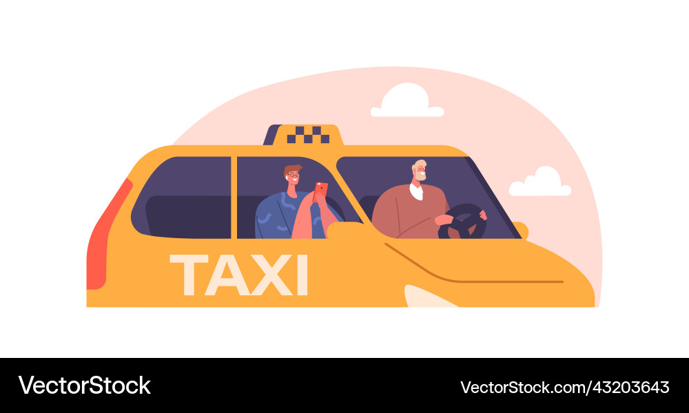 Taxi driver and client in salon side view Vector Image