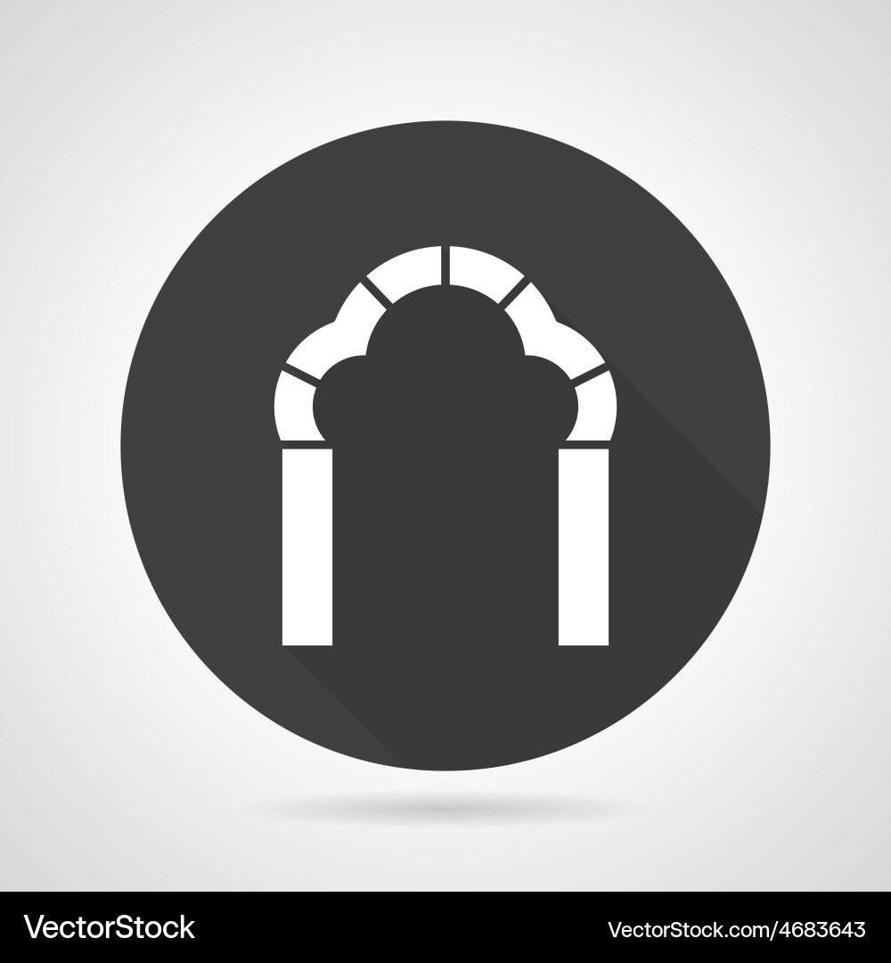 Trefoil arch black round icon Royalty Free Vector Image
