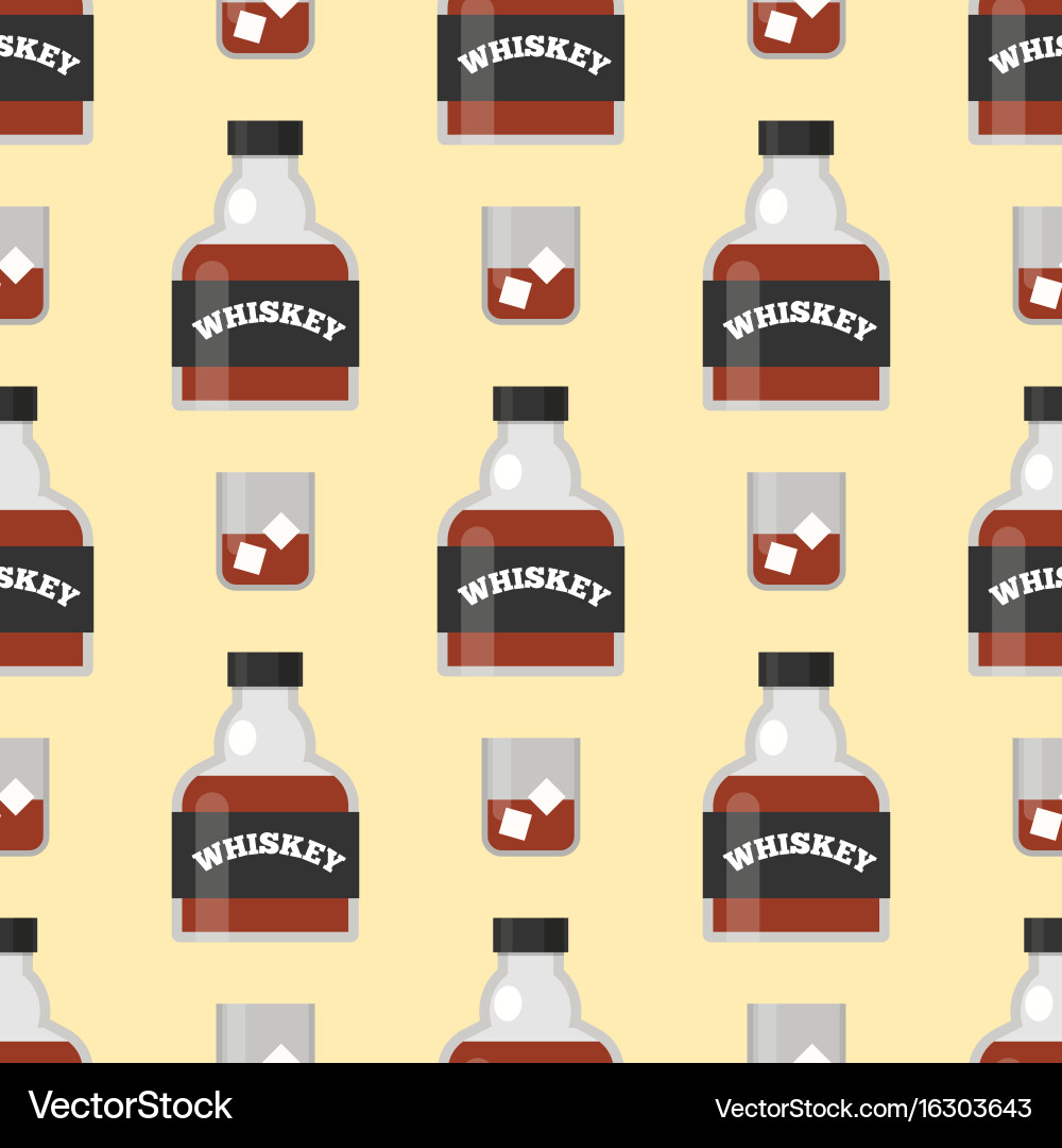 Whiskey bottle glass seamless pattern liquor Vector Image