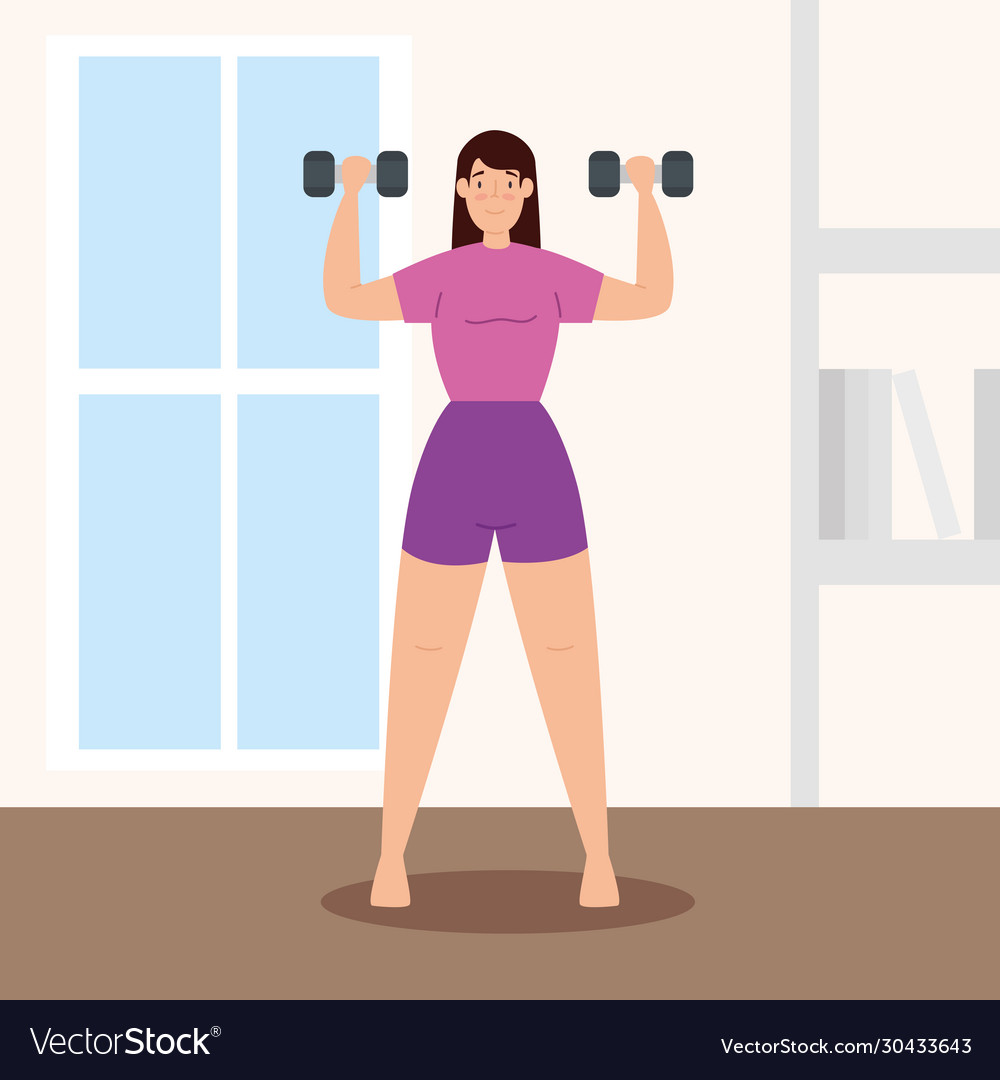 Woman Lifting Weights Vector
