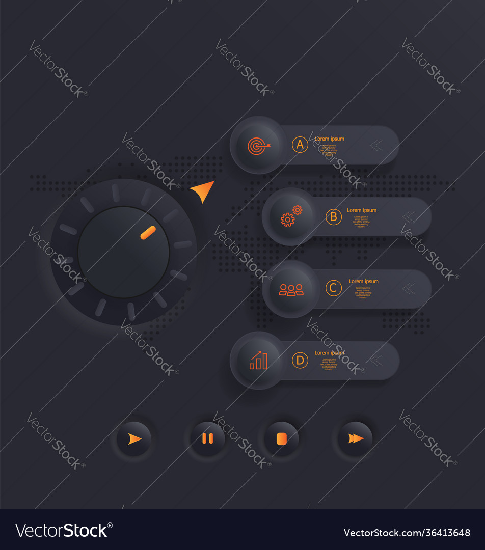 Abstract soft ui infographics 4 steps Royalty Free Vector